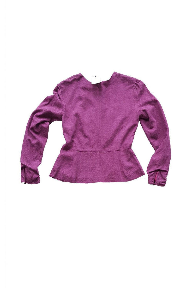 PAUL SMITH Paul Label Purple Peplum Long Sleeve Top (42) – The Freperie